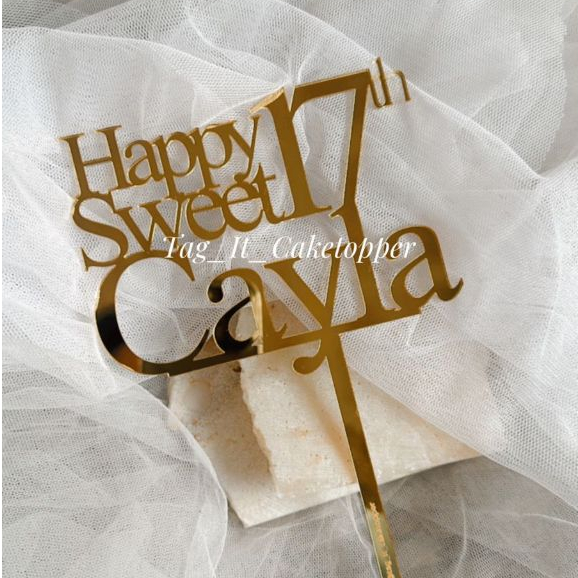 Jual CUSTOM Cake Topper Ulang Tahun Sweet seventeen Hiasan Kue HBD ...