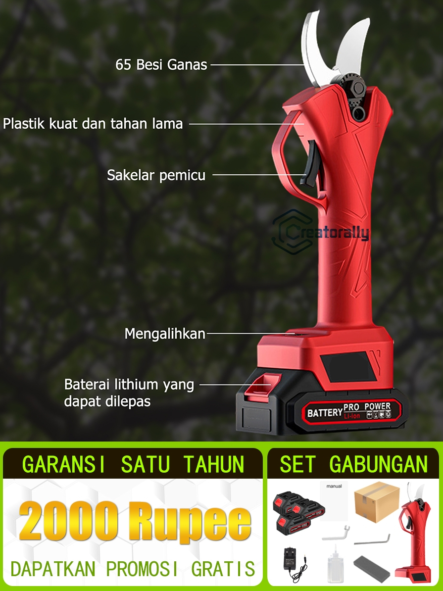 Jual CREATORALLY Gunting dahan elektrik Cordless brushless 3800W gunting dahan dan ranting ...