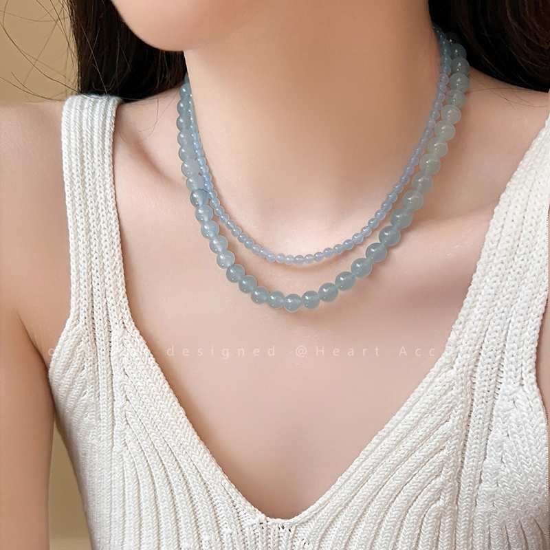 Jual EAR PARTNER Kalung Manik-manik Batu Alam Biru Rantai tulang ...
