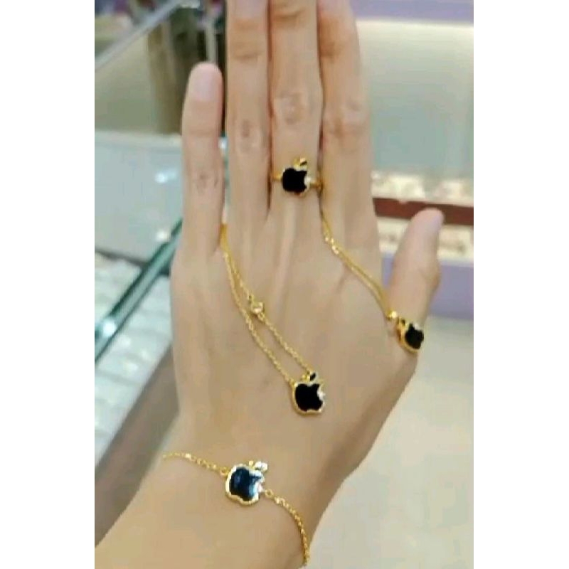 Jual satu set aksesoris bentuk apel lapis emas titanium | Shopee Indonesia