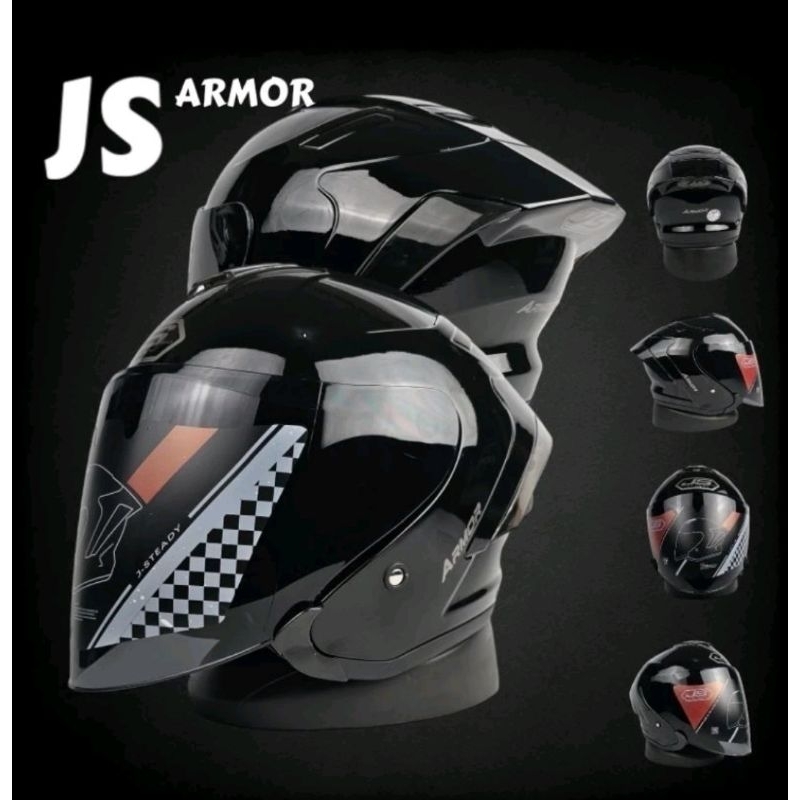 Jual HELM JS ARMOR HALFFACE SNI DEWASA SOLID POLOS ORIGINAL HELM ...