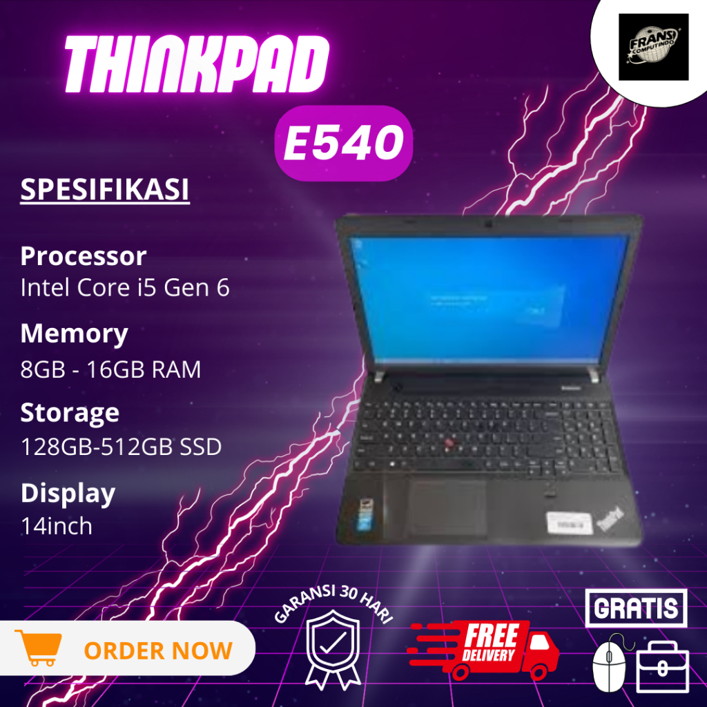 Jual Laptop Lenovo Thinkpad E540 Core i5 Ram 8GB Ssd 256GB Original/Mulus/Bergaransi | Shopee ...