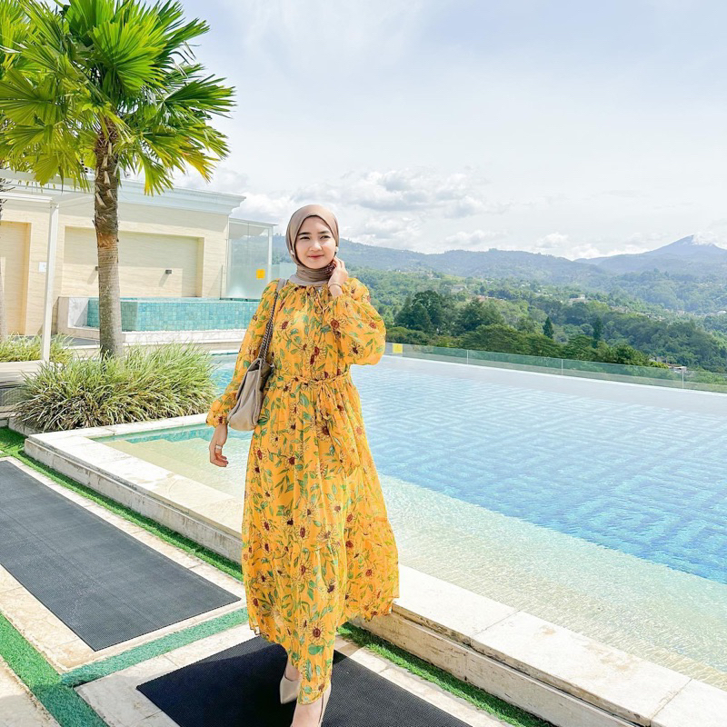Jual kain sifon yoryu - kain chiffon crinkle motif bunga - kain chiffon ...