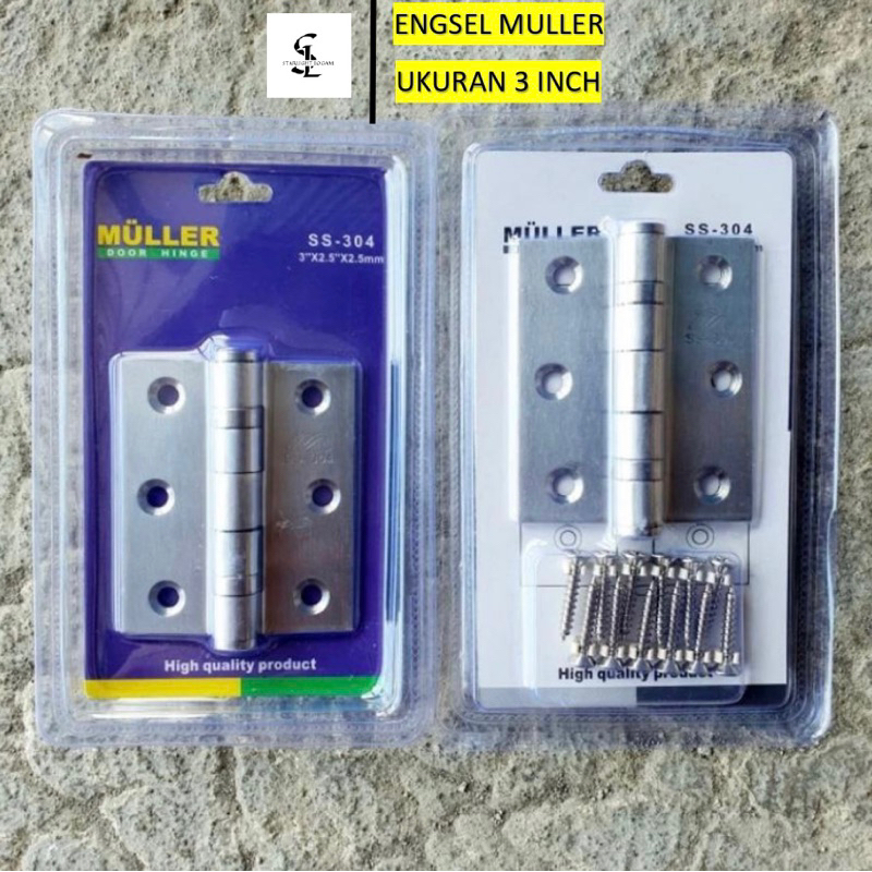 Jual Engsel Muller Door Hinge ukuran 3 inch Stainless Stell 304 ...