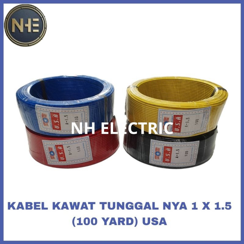 Jual Kabel Listrik Nya 1x1,5mm² Merah, Hitam, Biru, Kuning 100 Yard Usa ...