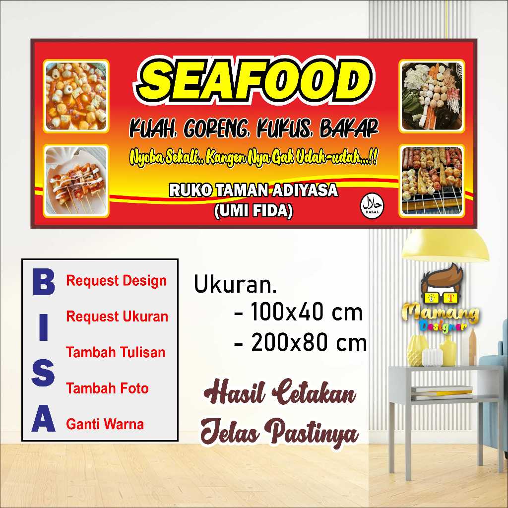 Jual Spanduk Banner Jualan Aneka Seafood Goreng dan Bakar bb | Shopee ...