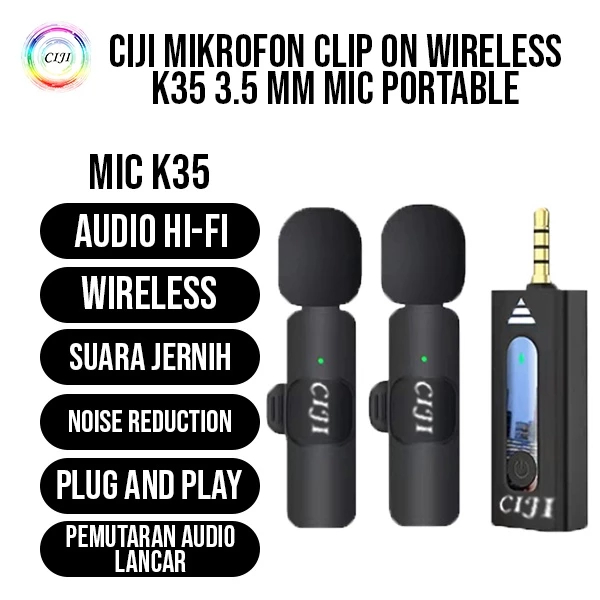 Jual CIJI Mikrofon Nirkabel Mic Portabel Audio Video pembuatan Rekaman ...