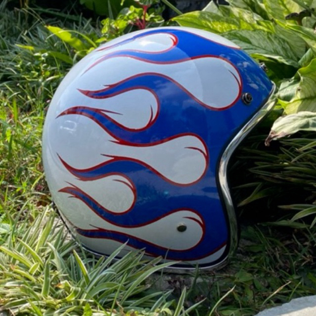 Jual Helm Bogo Custom Putih Api Biru Merah | Shopee Indonesia