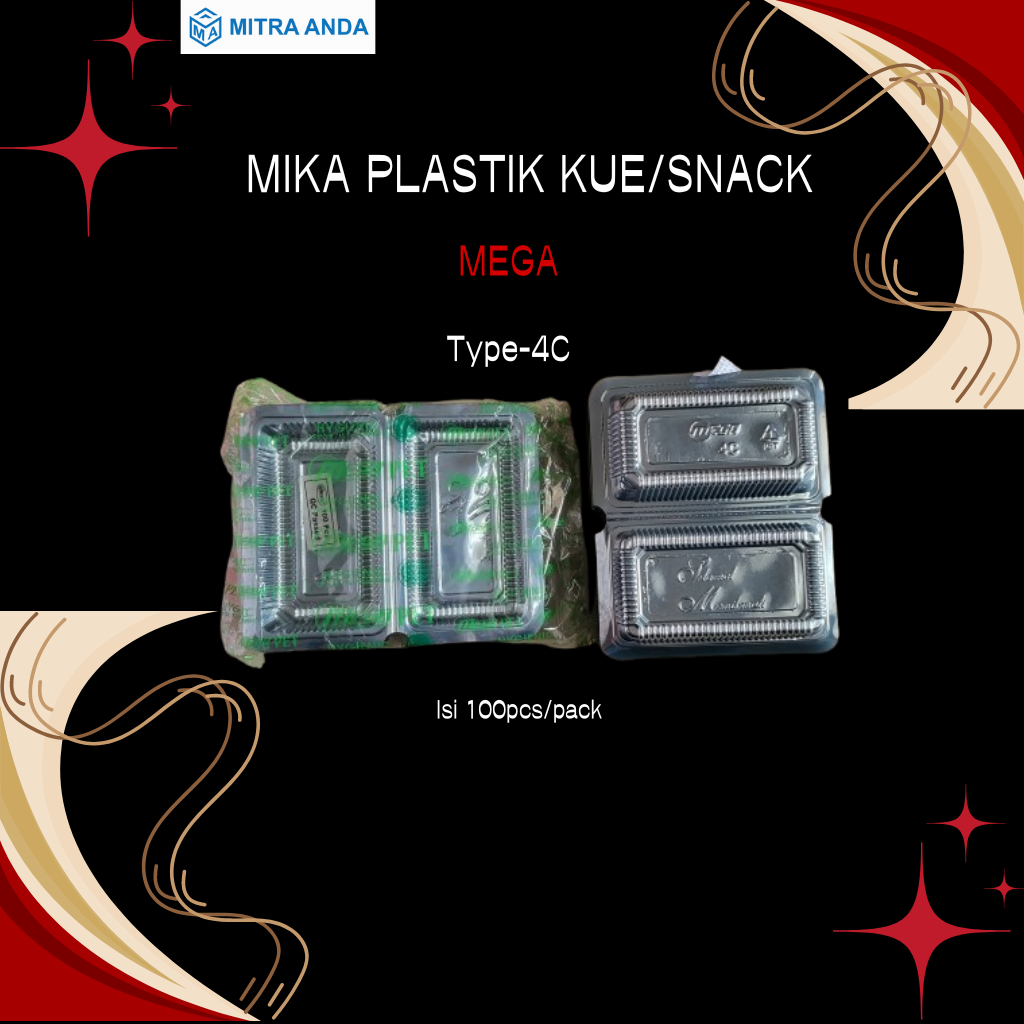 Jual Mika Plastik Kue/Snack Box Mega Type-4C isi 100pcs | Shopee Indonesia
