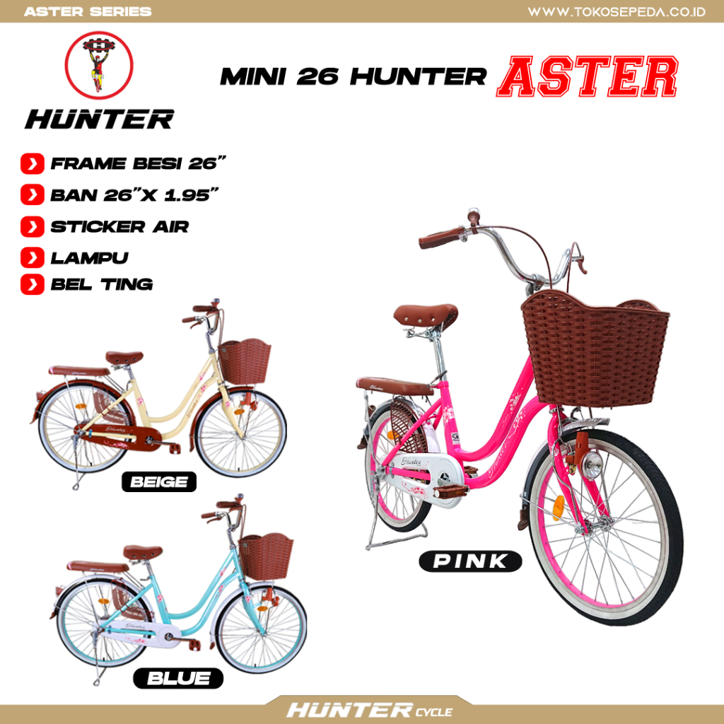 Jual SEPEDA MINI CEWEK DEWASA 26 INCH HUNTER ASTER | Shopee Indonesia