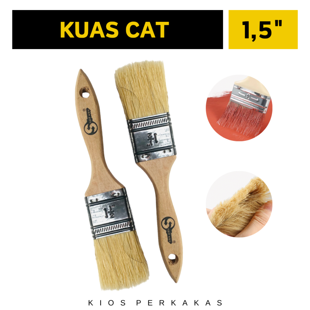 Jual Kuas Cat Tembok Dinding Gagang Kayu Ukuran 1,5 inch / Koas Cat ...