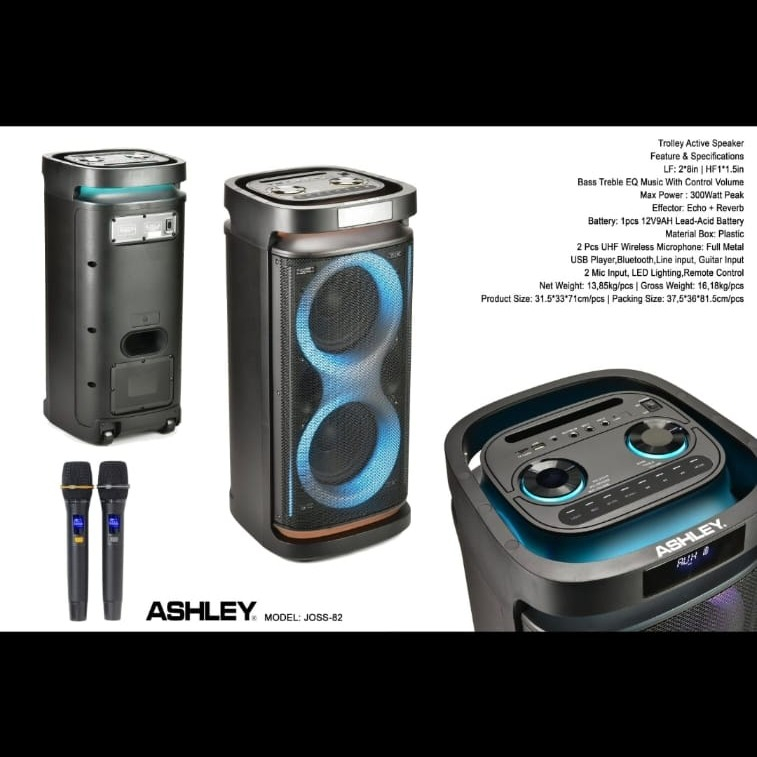 Jual Speaker Portable ASHLEY JOSS82 - Ashley Potable JOSS 82 double 8 ...