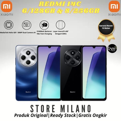 Jual Xiaomi Redmi 14C Ram 6/128GB & 8/256GB | Chipset Helio G81 Baterai 5160mAh 18W Fast ...