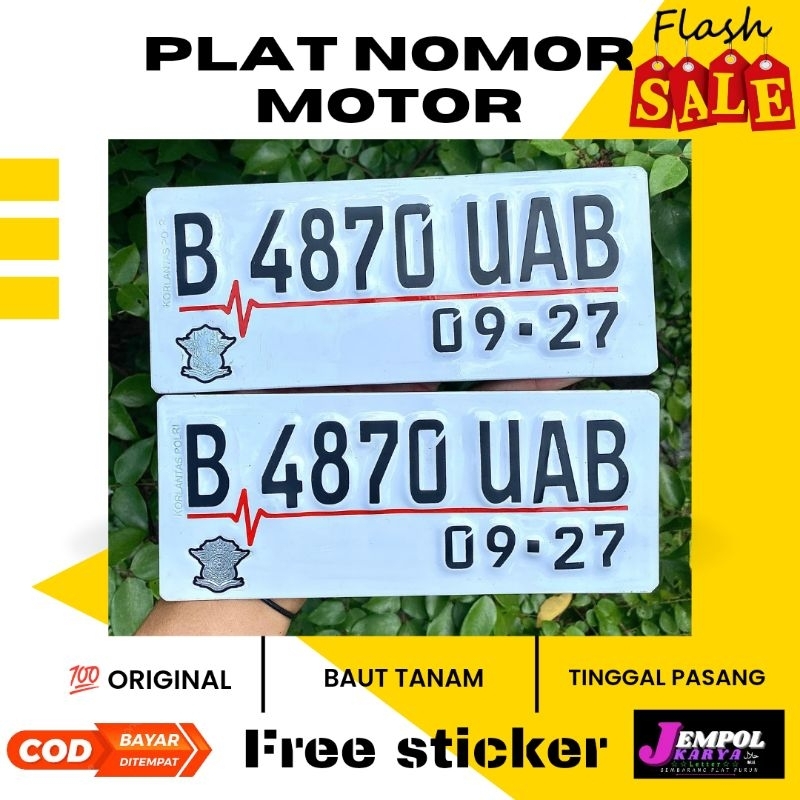 Jual PLAT MOTOR WARNA PUTIH//PLAT MOTOR BAUT TANAM//PLAT MOTOR STANDAR ...
