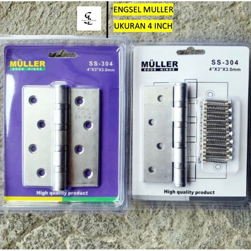 Jual Engsel Muller Door Hinge ukuran 4 inch Stainless Stell 304 ...