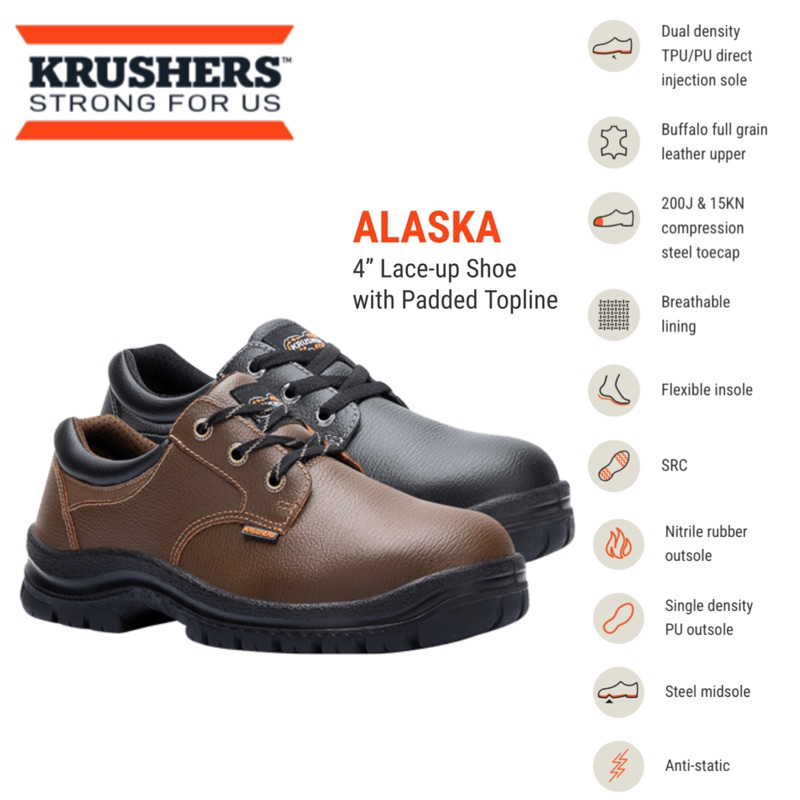 Jual Sepatu Safety Krushers Alaska Cokelat / Hitam Original Safety ...
