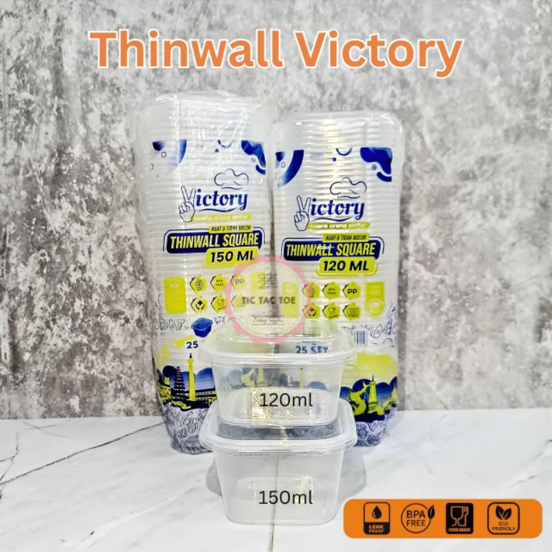 Jual Thinwall Square Victory Kotak Mini 120ml,150ml/ Kotak Dessert Box ...