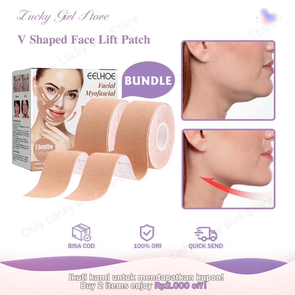 Jual EELHOE【2 Roll/Ready】Facial Myofascial Lift Tape V Shaped Face Lift ...
