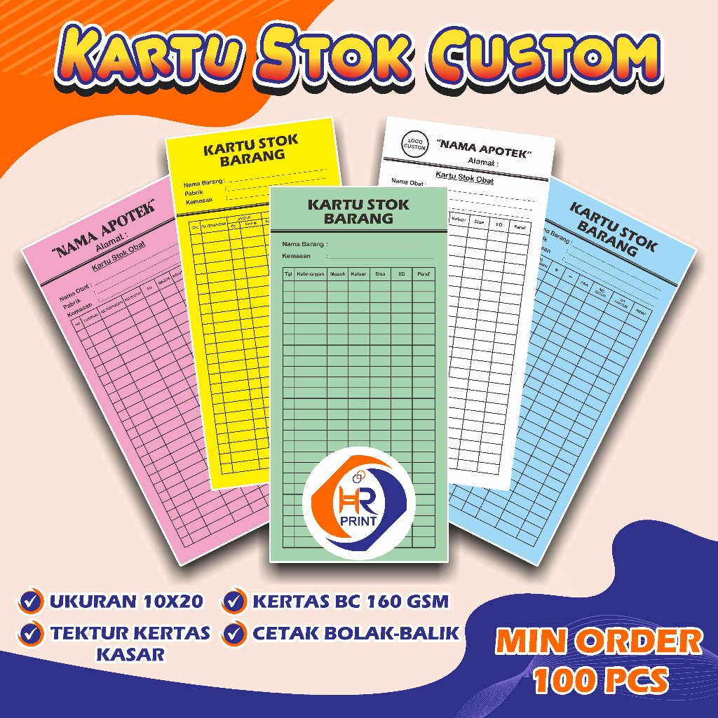 Jual KARTU STOK ( Custom ) / KARTU STOK BARANG / KARTU STOK OBAT ...