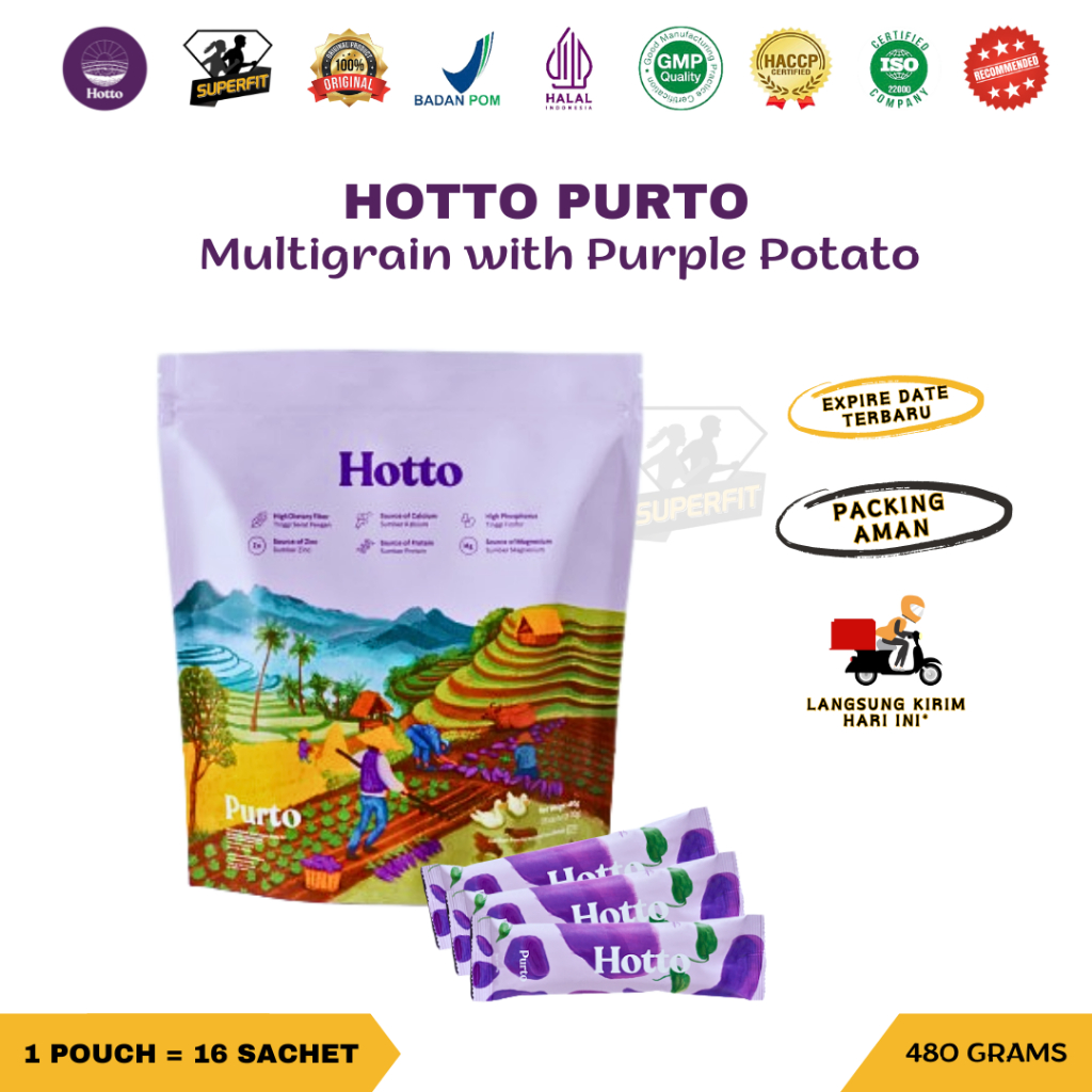 Jual HOTTO PURTO 1 Pouch isi 16 Sachet Multigrain with Purple Potato ...