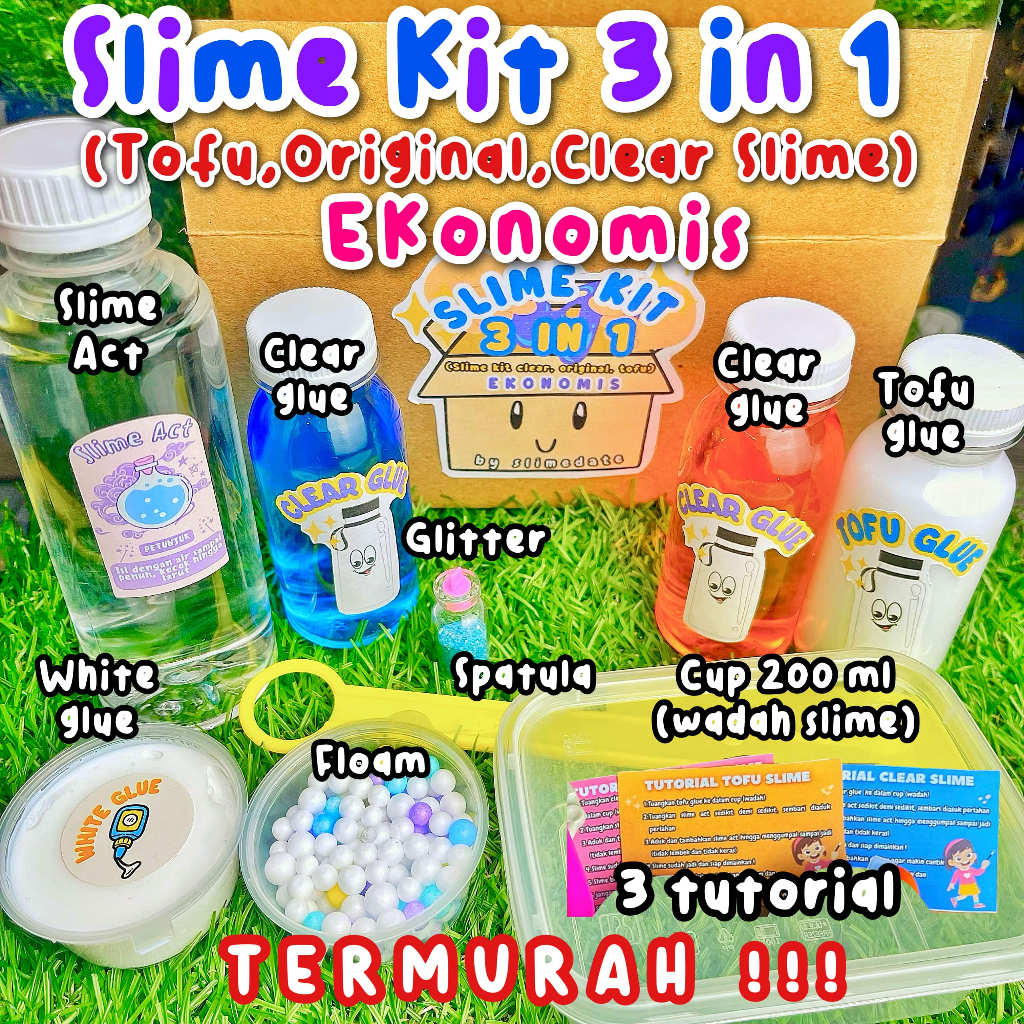 Jual [PROMO] Slime Kit 3 in 1 Ekonomis Termurah DAN Terlengkap II ...