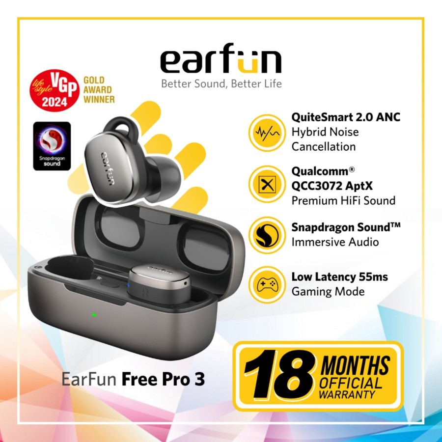 Jual EarFun Free Pro 3 - The Most Compact Snapdragon Sound TWS with ANC | Shopee Indonesia