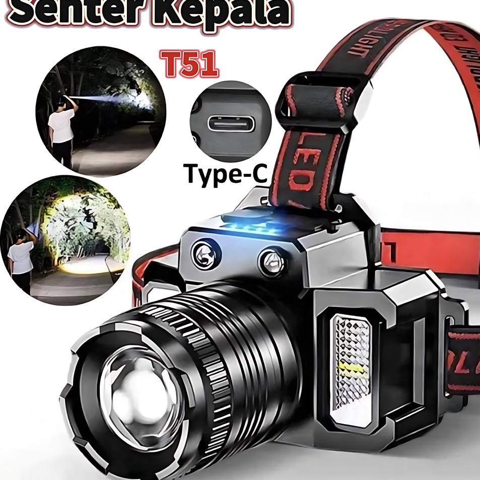 Jual Model Limited Headlamp Senter Kepala LED Induksi Sensor Gerak Glare T8 Zoom RotatingLampu ...