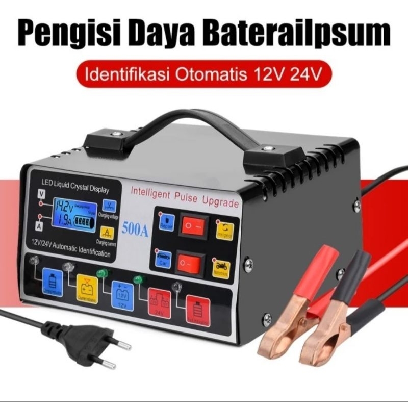 Jual CHARGER AKI MOBIL MOTOR 12-24V 500A CHARGER AKI OTOMATIS SMART ...