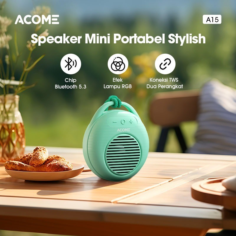 Jual SPEAKER ACOME A15 - Speaker TWS Mini With BLUETOOTH 5.3 And RGB ...