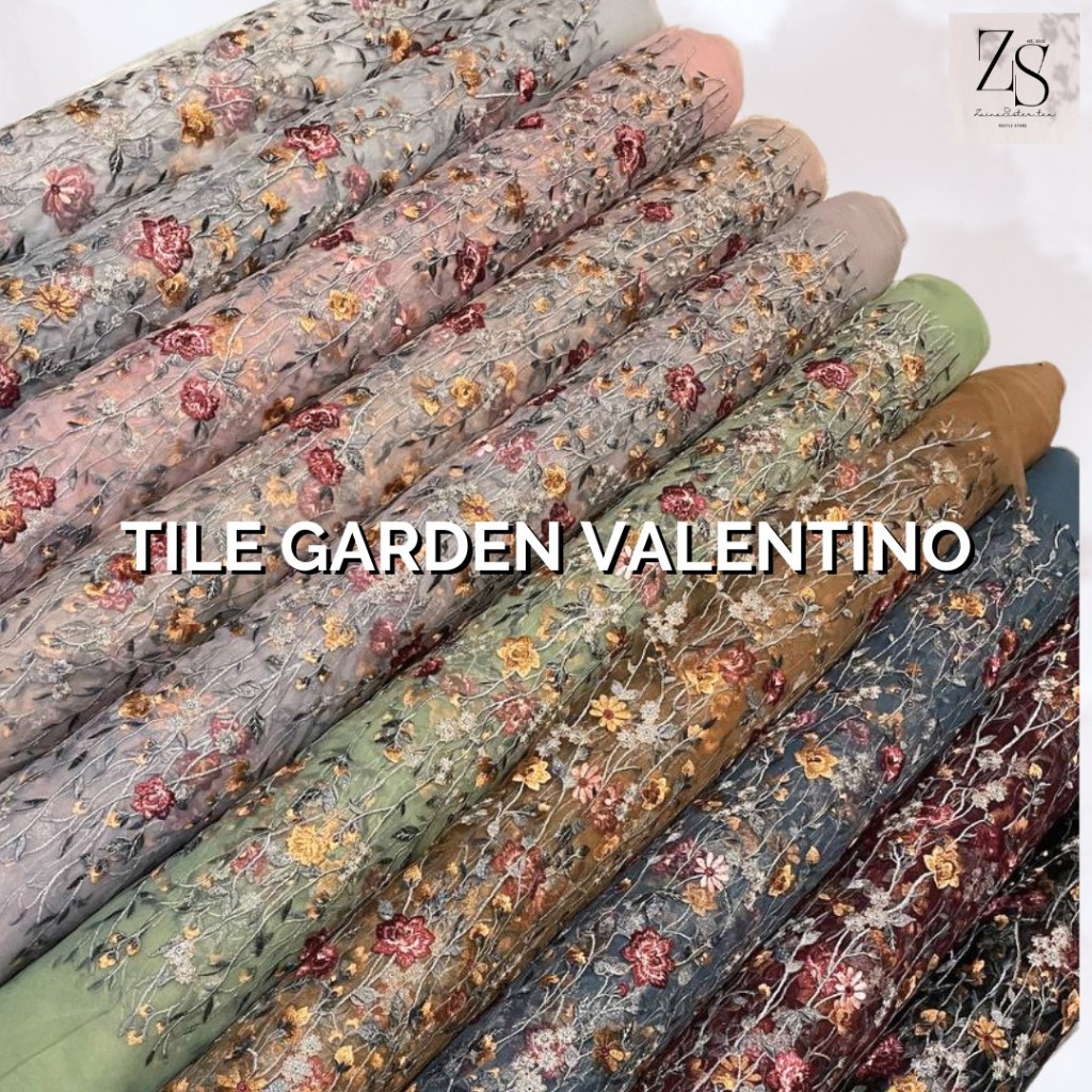 Jual Kain Brokat Tile Bordir Garden | Tile Valentino Garden | Tule ...