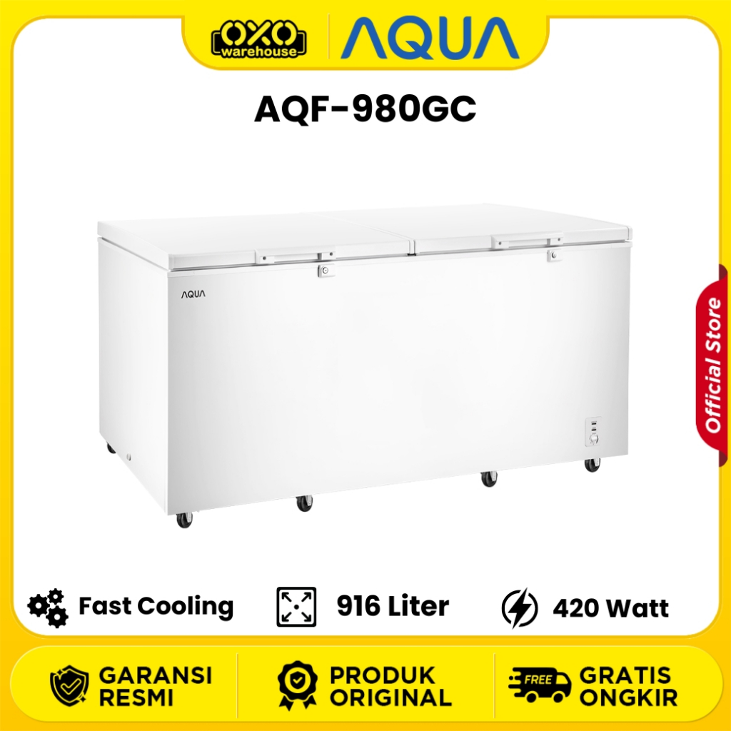 Jual Aqua Chest Freezer Kapasitas 916 Liter Super Fast Cooling Pengaturan Daya AQF-980GC Garansi ...