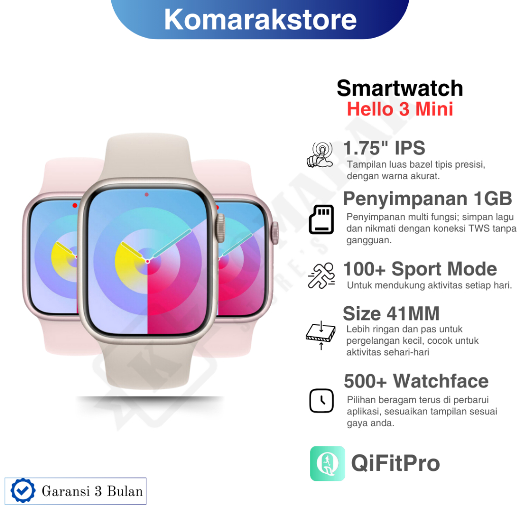 Jual Smartwatch Hello 3 Mini 41MM 1.75 Komarakstore | Shopee Indonesia