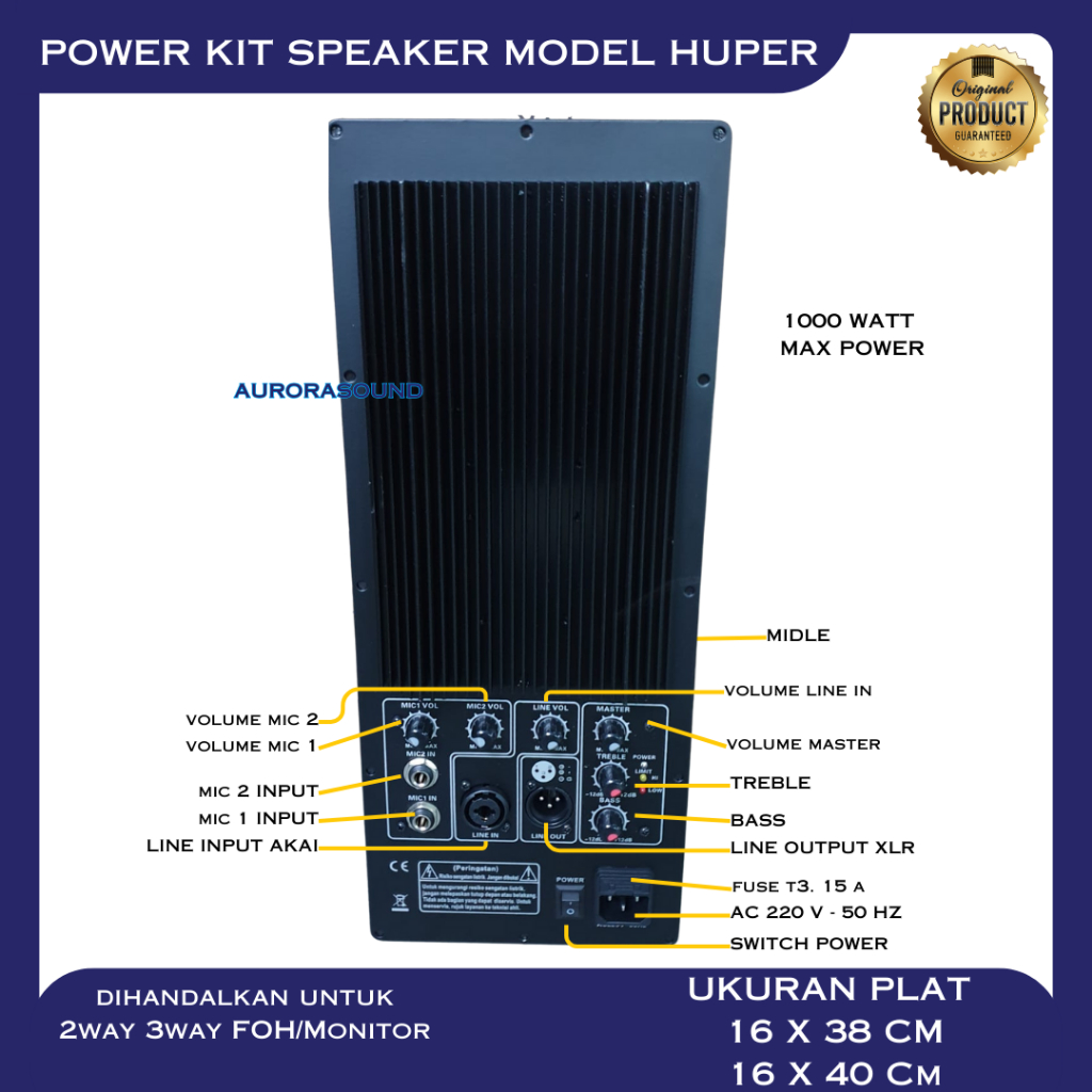 Jual POWER KIT MODEL HUPER CLASS H 2/3 WAY MESIN KIT SPEAKER 16x40 CM ...