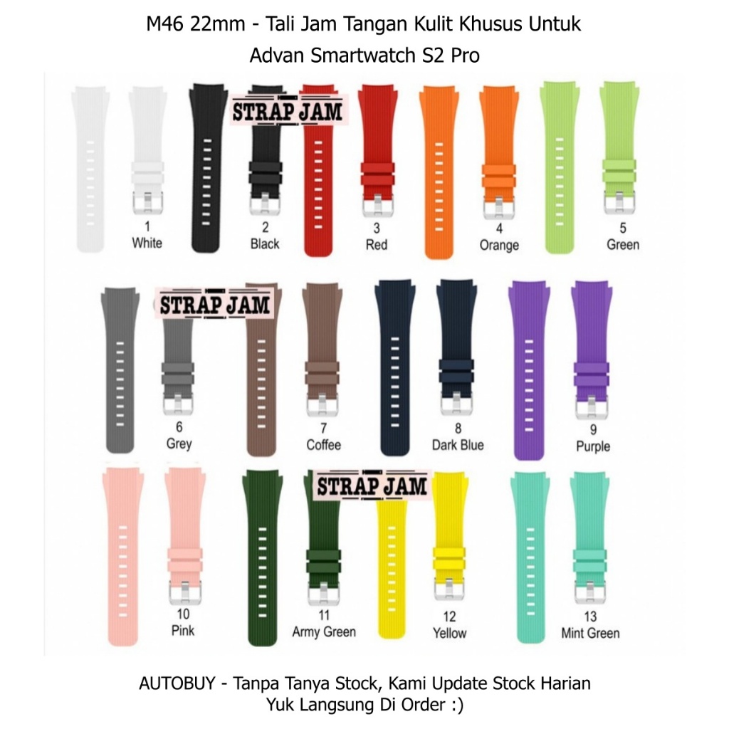Jual M46 22mm Tali Jam Tangan Advan Smartwatch S2 Pro - Strap Silikon ...