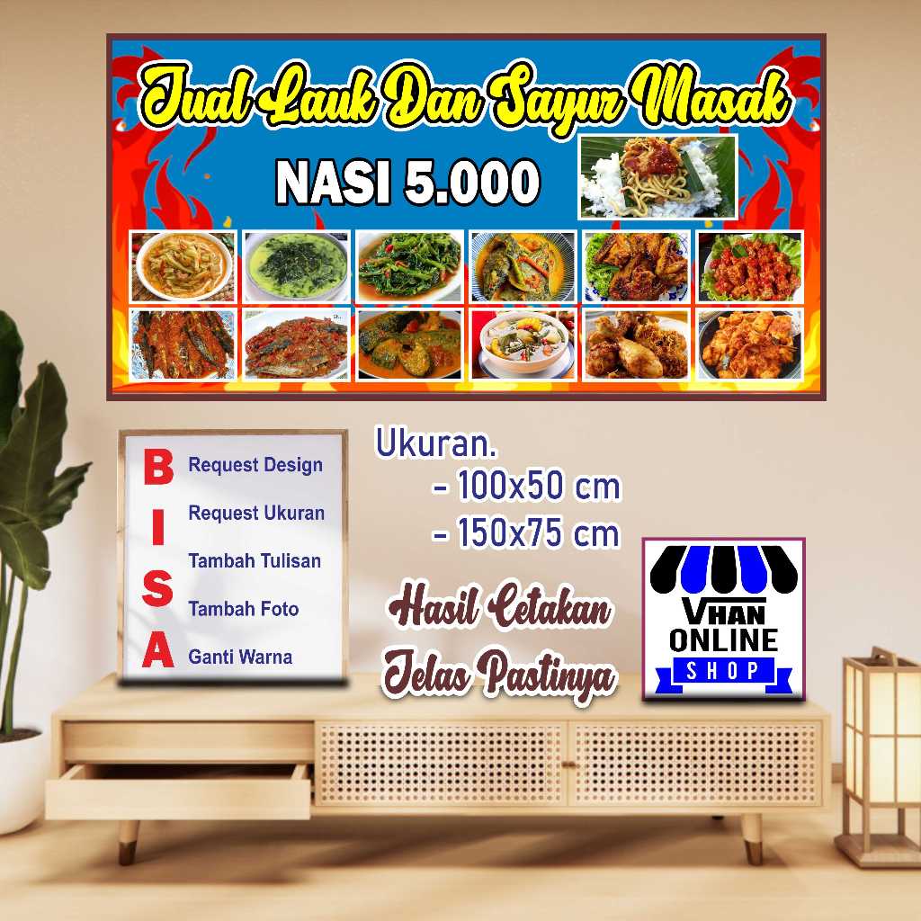 Jual Cetak Spanduk Banner Jual Masakan dan Sayur Masak | Shopee Indonesia