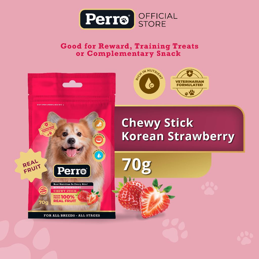 Jual Perro Chewy Stick Korean Strawberry 70gr | Shopee Indonesia
