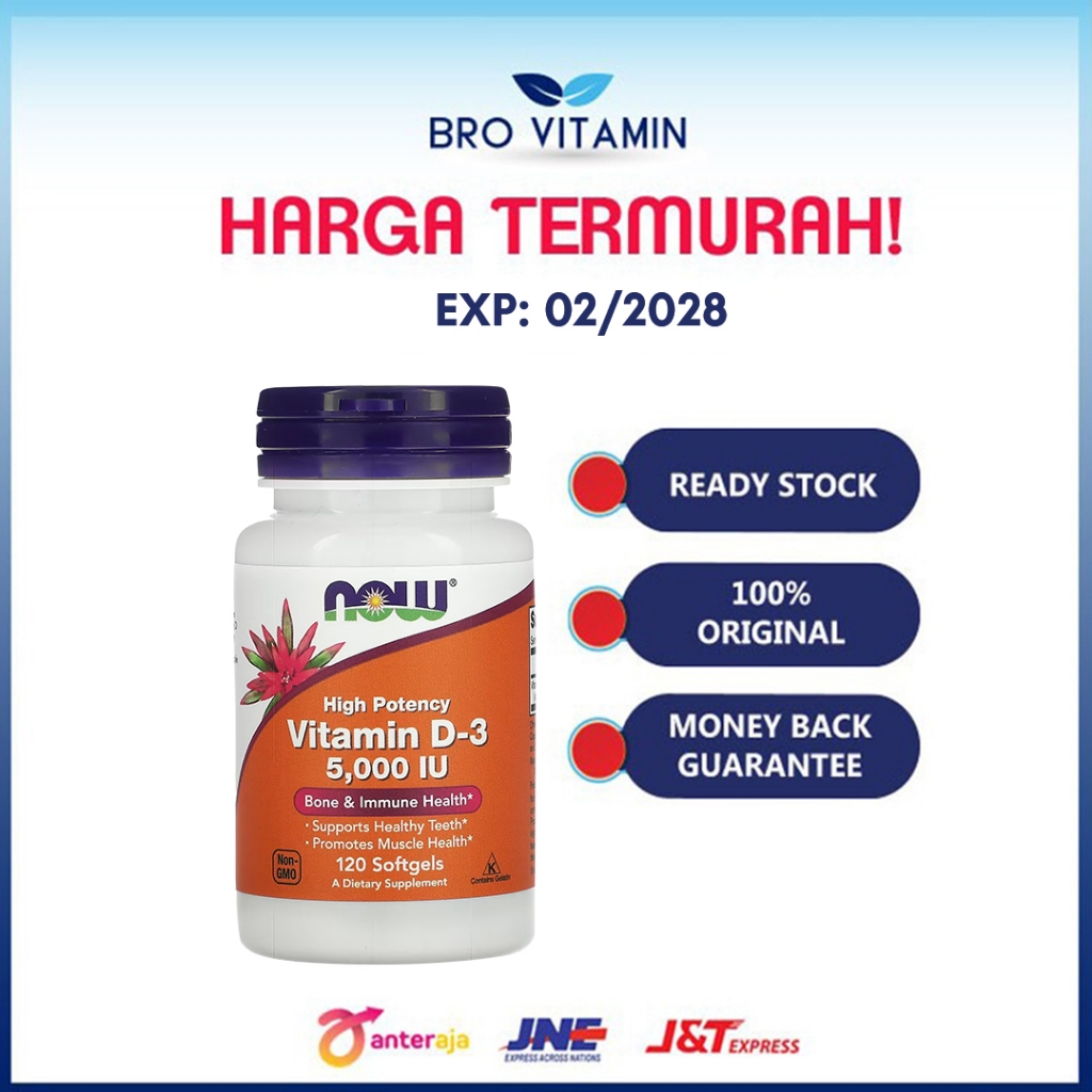 Jual Now Vitamin D3 D-3 5000 IU 120 softgels l imun inflamasi tulang ...