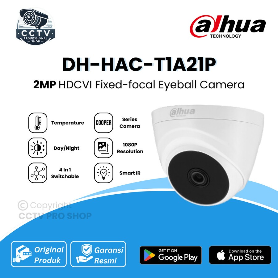 Jual Dahua Cooper DH-HAC-T1A21P 2MP IR Camera Indoor | Shopee Indonesia