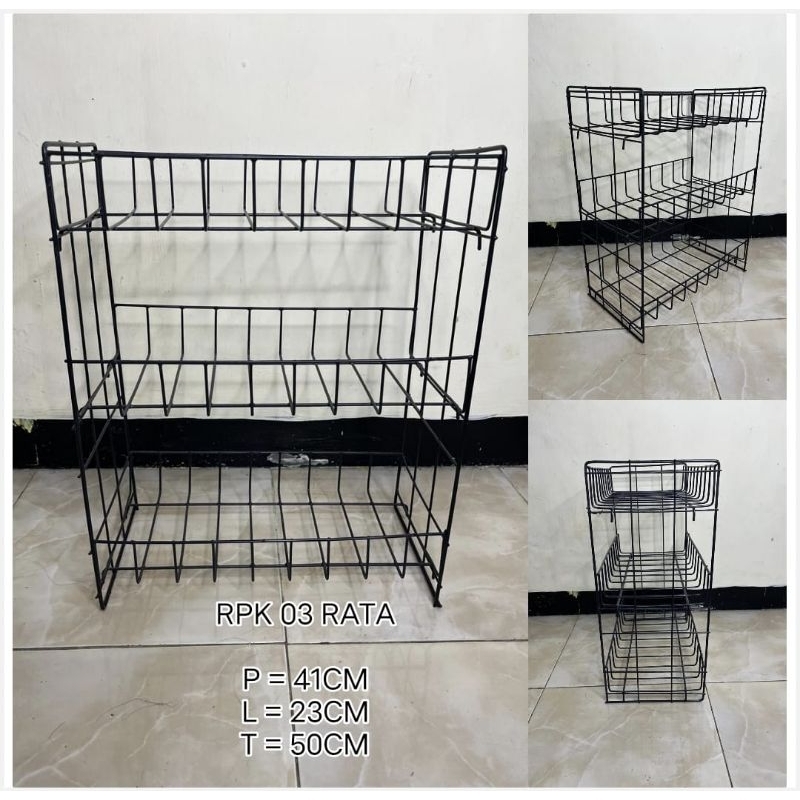 Jual RAK DATAR 3SUSUN/RAK HITAM DATAR 3/RAK PUTIH DATAR 3 | Shopee ...