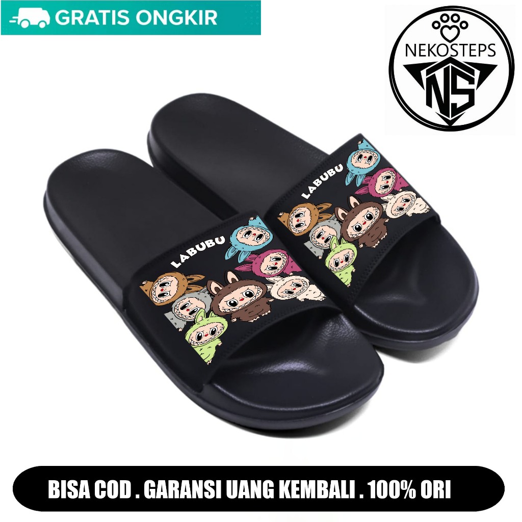 Jual Sandal Slide sendal Slip-on Motif labubu 02 sendal Slop Slippers ...