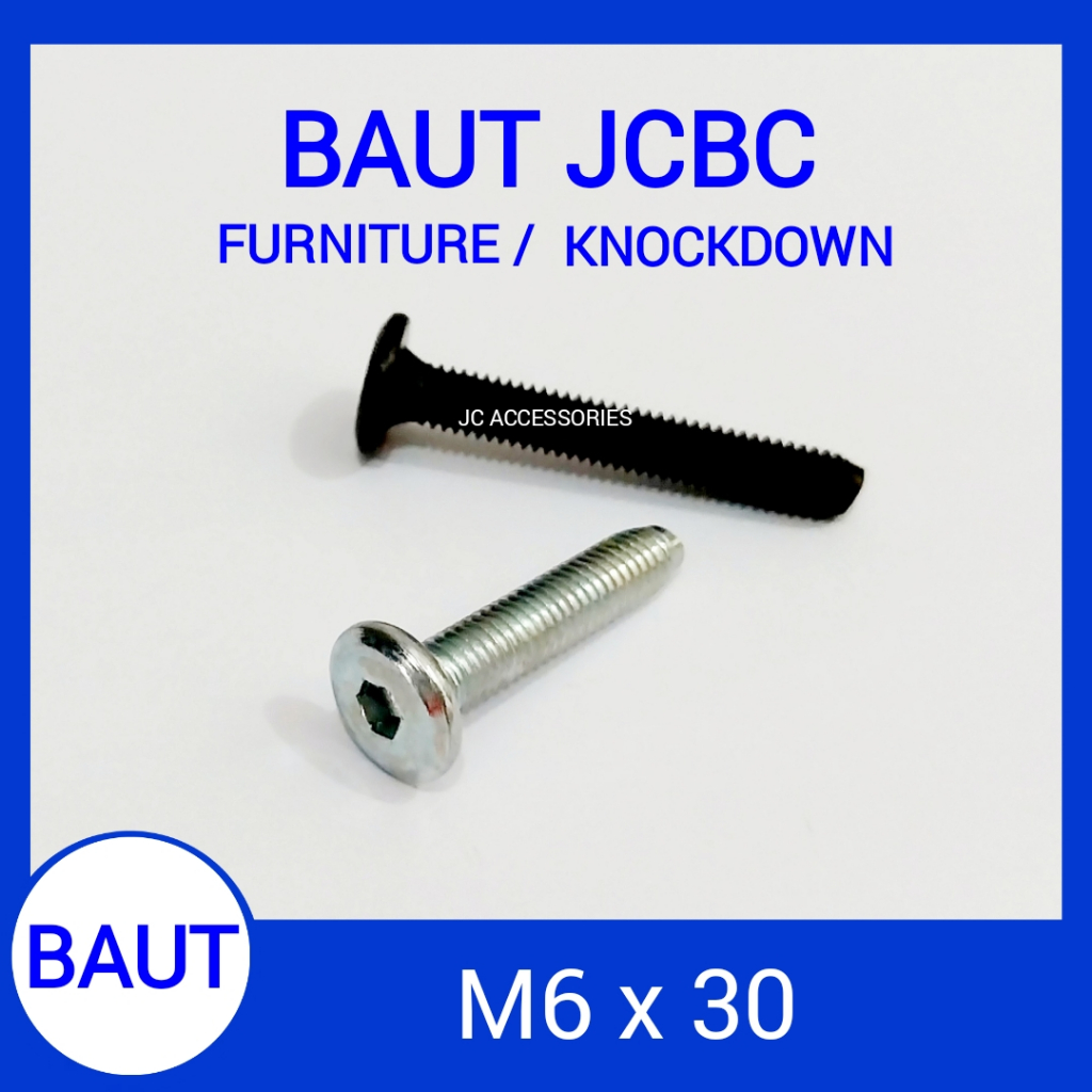 Jual BAUT JCBC M6X30 PUTIH BAUT JCBC M6 X 30 BAUT KNOCKDOWN BAUT FURNITURE BAUT JCBC 6X30 BAUT ...