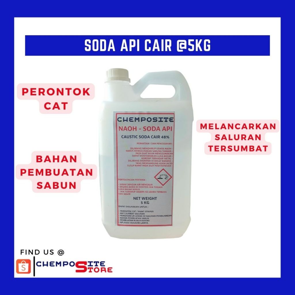 Jual Caustic Soda Liquid / Soda Api Cair / NaOH Liquid @5 KG | Shopee ...