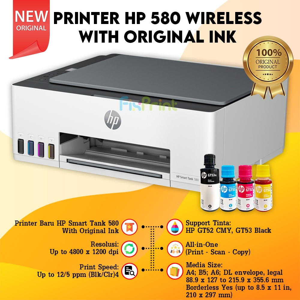 Jual Printer Smart Tank 580 Wifi Wireless Ink Tank Multi Fungsi ...