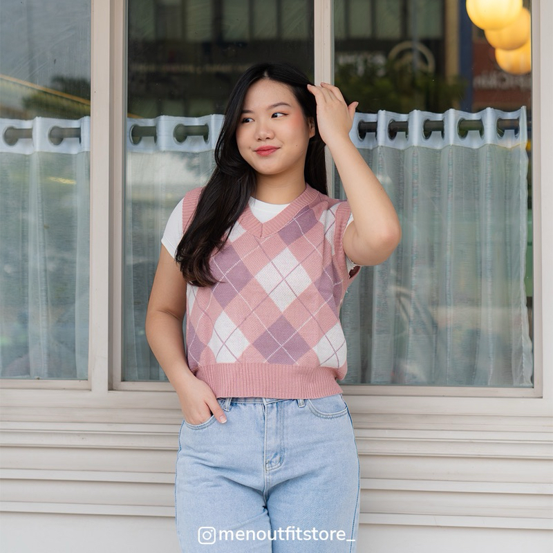 Jual Vest Diamond II - Vest Crop Rajut Diamond Premium Wanita Korean ...