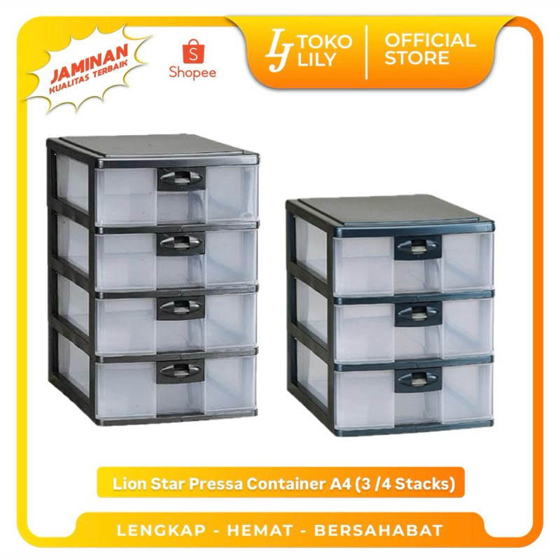 Jual Laci Container Meja Plastik Kertas A4 Pressa Susun 3/4 Lion Star ...