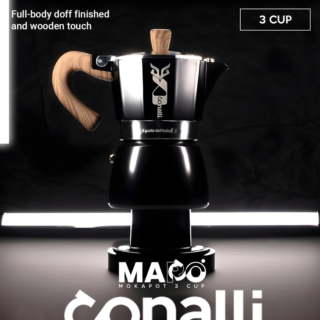 Jual Mokapot 3 Cup 150ml Special Edition Moka Pot Wooden Handle Conalli ...