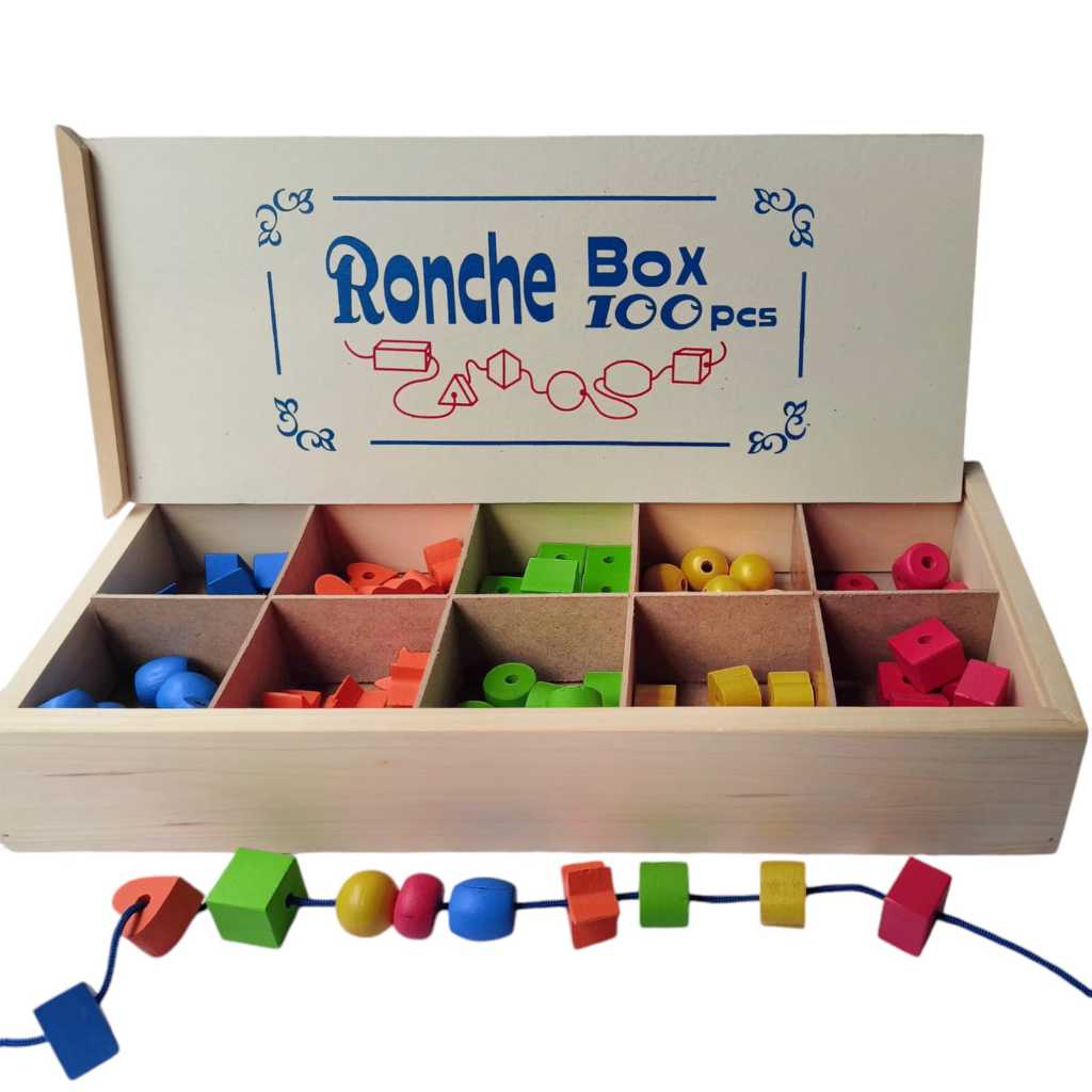 Jual Ronce Box Isi 100 Mainan Edukasi Anak Ronche Box Balok Kayu Ronche ...