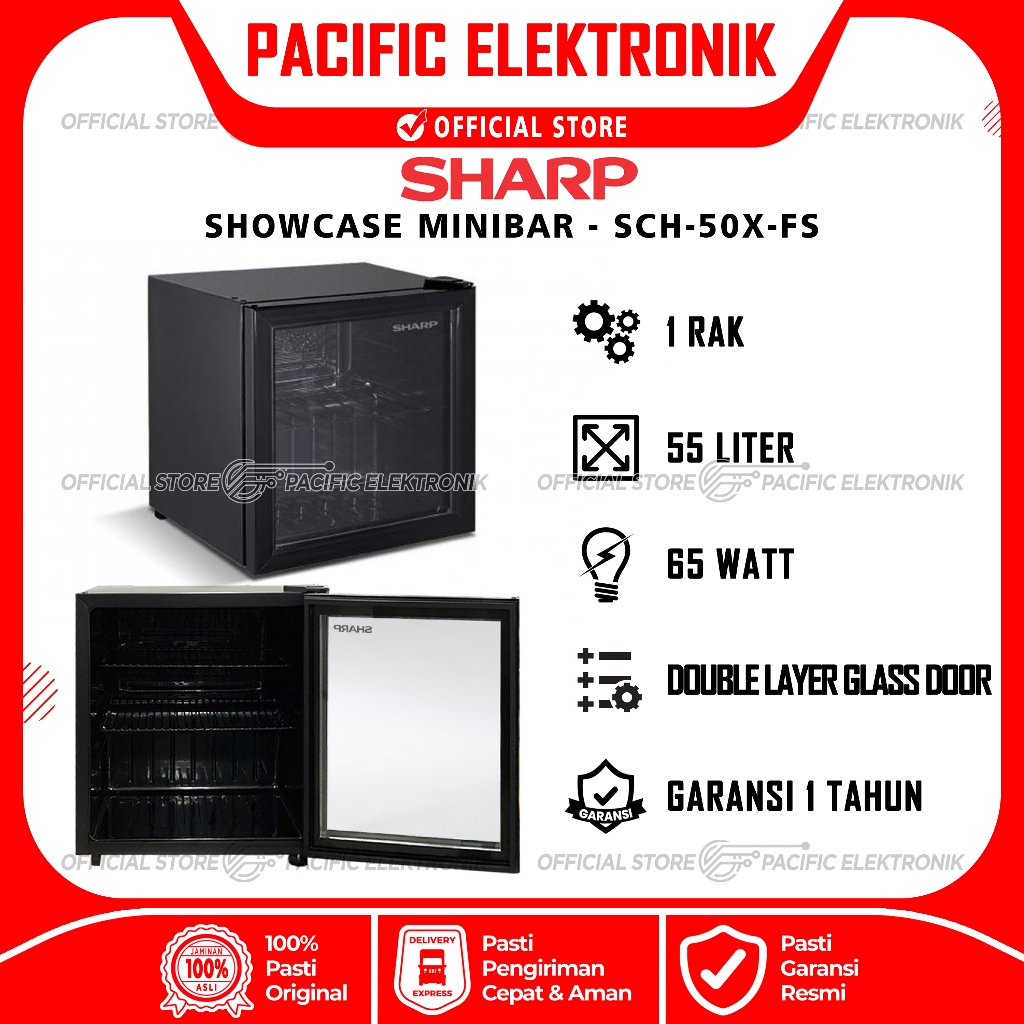 Jual Showcase Sharp Mini SCH-50X-FS / 50XFS (Showcase Minibar) Hitam ...