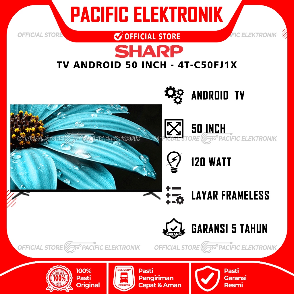Jual TV LED Sharp 50inch Frameless GoogleTV UHD 4T-C50FJ1i / 50FJ1i ...