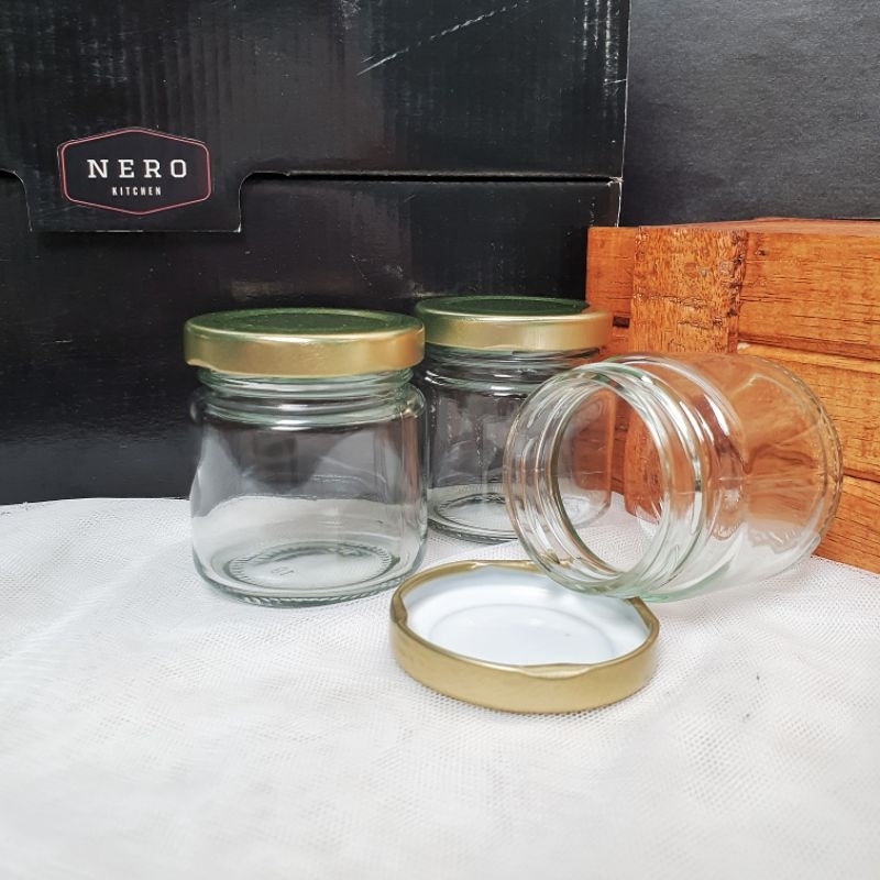 Jual Jar Kaca Bulat 100ml / Jar selai / toples kaca / wadah bumbu ...
